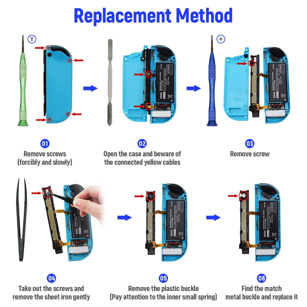 Metal L/R Lock Buckle Set with Open Tool for Nintendo Switch Joy-Con ...