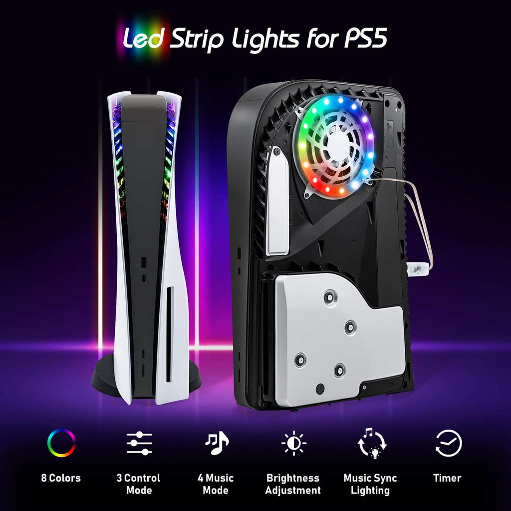8Color LED RGB Lighting Strip with remote controller for the PS5 Conso ...