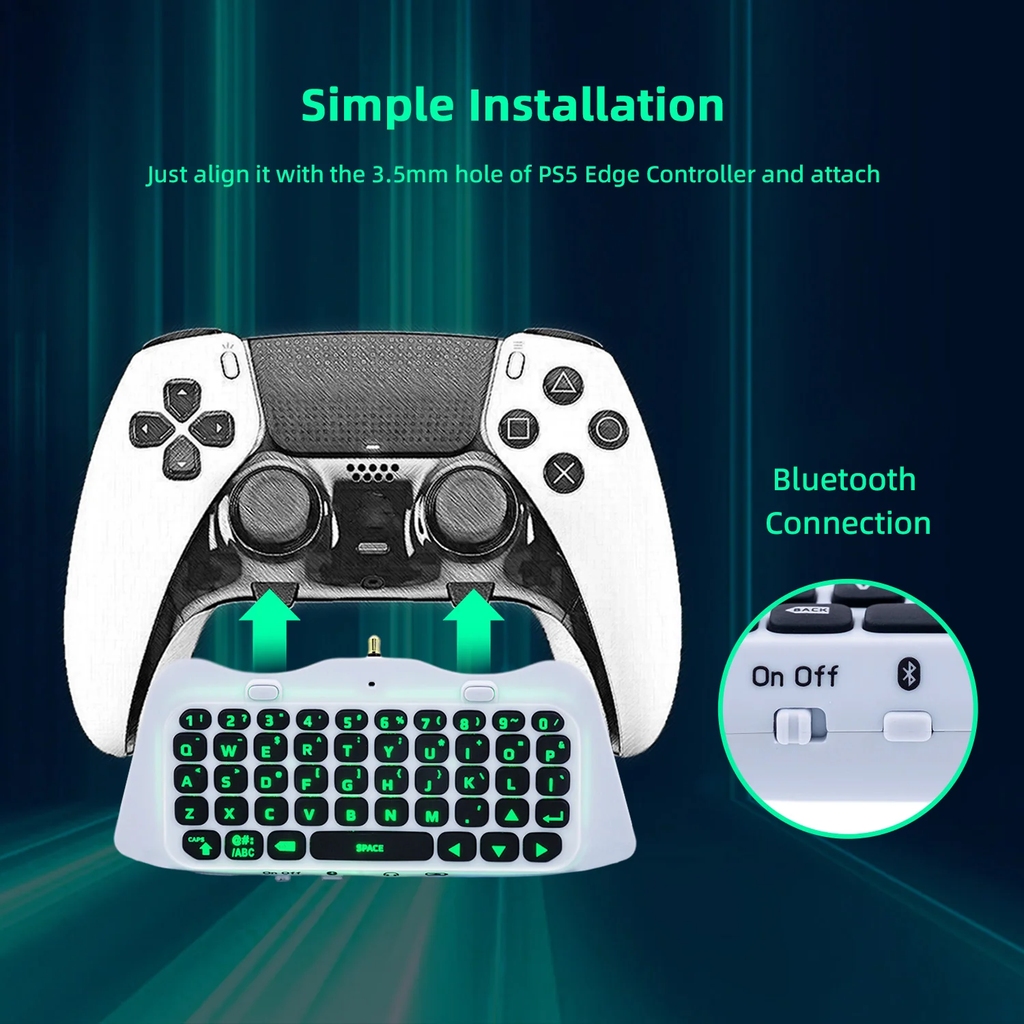 JYS Wireless Mini Keyboard for PS5 Edge Controller-White (JYS-P5172 ...